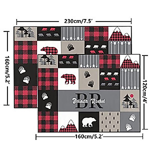 Buffalo Plaid Bears Mountains Personalized Polyester Fiber Non-Slip Home Decor Carpets£¬Custom Area Rug Carpet Floor Mat for Bedroom Living Room Home Playroom Size 5.2'x7.5'
