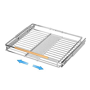 Redrubbit 2 Pack Expandable Pull Out Drawers Cabinet Shelf Organizer, Heavy Steel Metal Wire Slide Out Kitchen Pantry Organizer Storage Shelf, Adjustable Width 16.3~26.3"x17.3" D