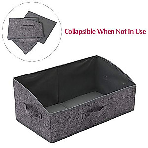 TENABORT 5 Pack Trapezoid Large Foldable Closet Storage Bins with Handle, Fabric Storage Organizer Cube Cloth Containers Linen Box Shelf Baskets for Clothes Clothing Shelves Wardrobe