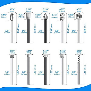 20Pcs HSS Different Burr Set Carving Bits Wood Engraving Router Bit w/ 1/8"(3mm) Shank, Rotary Tools Accessories for DIY Woodworking and Carving