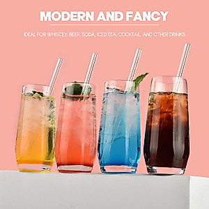 ALINK Drinking Glasses with Glass Straws Set of 6, 18 oz Tall Highball Glass Cups, Lead-Free Crystal Water Glasses, Iced Coffee Tea Cocktail Mojito Glass Cups, Tom Collins Bar Glassware