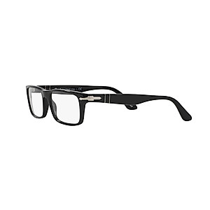 Persol PO3050V Rectangular Prescription Eyewear Frames, Black/Demo Lens, 55 mm