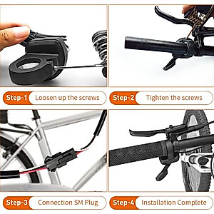 E-Bike Thumb Throttle，108X Right Thumb Throttle Speed Control 3 Pin SM Connector 12V 24V 36V 48V 72V for Electric Scooters and EBike (108X-R SM Plug)