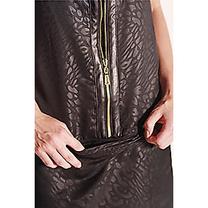 Ladybird Line Black Leopard Print Zipper Apron, Ideal for Hair Stylists, Beauty Professionals and Home and Kitchen, Water Resistant