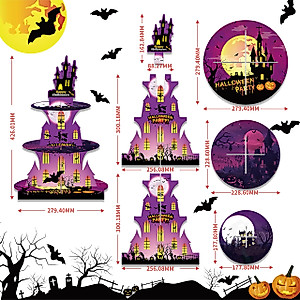 Halloween Cupcake Stand Halloween Dessert Table Display Set-3 Tier Cup Cake Tier Stand+16PCS Cake Cupcake Toppers Halloween Party Decoration Cupcake Tower Cupcake Stand for 24 Cupcakes (A)