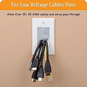 Kebulldola 1 Gang Wall Plate 4 Pack, Large Opening Cable Passthrough Wall Plate, 1-Piece Style with Low Voltage Mounting Bracket