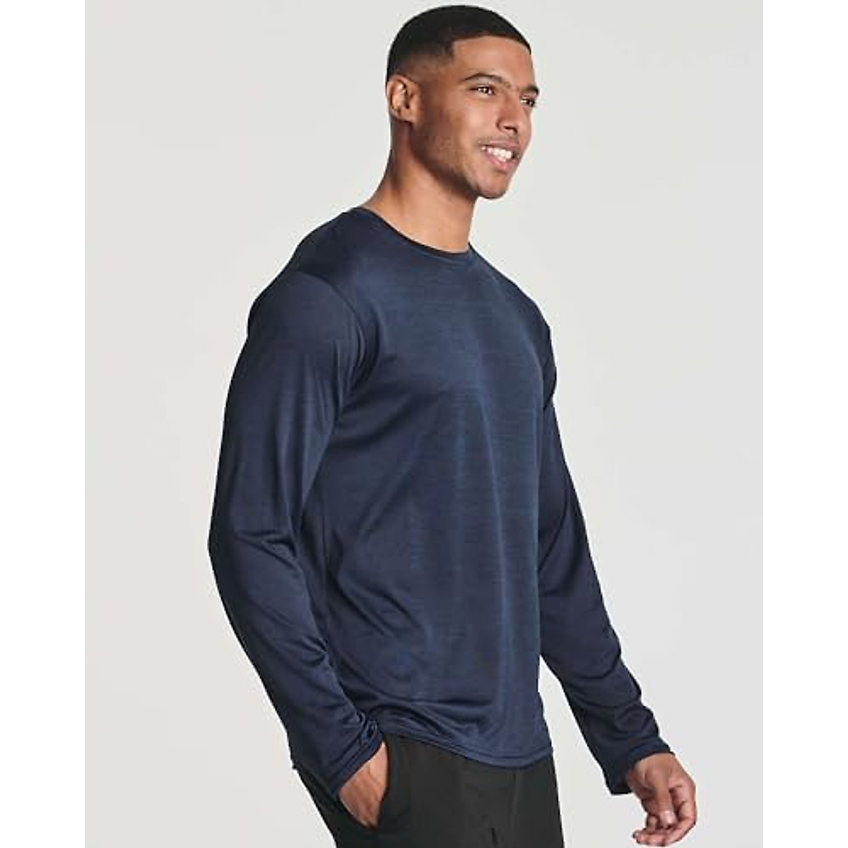 Real Essentials 4 Pack Mens Long Sleeve Shirts T-Shirt Fishing Athletic Workout Hiking UV UPF SPF Sun Protection Work Quick Dry Dri Fit Gym Tee Shirt Active Running Sport Tops Camisas Construction