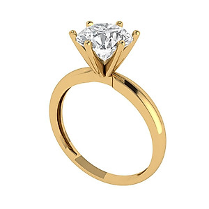 Yellow 14k Gold Solitaire Statement anniversary Engagement Promise Bridal Ring 2 Ct Round Cut Clear Simulated Diamond Sz 6.5