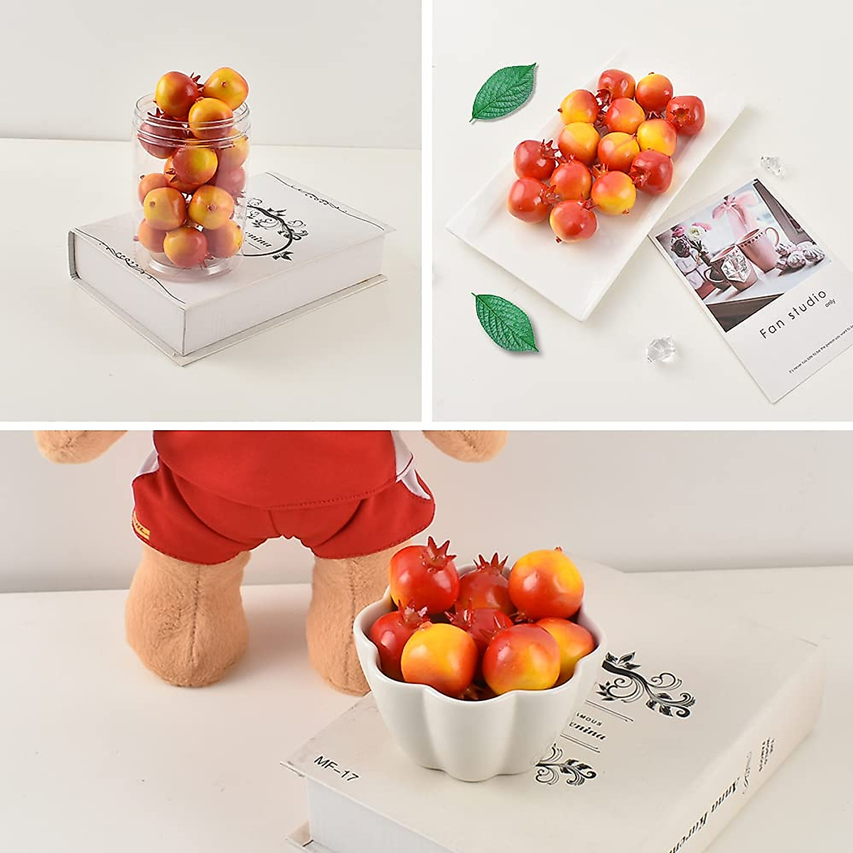 VIOCIWUO Mini Artificial Pomegranate Fake Fruit Simulation Home Kitchen Party Decorate Emulation Food Teaching Aid Festival Decorations 20PCS