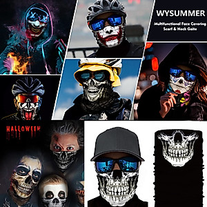 WYSUMMER 8PCS Scarves Bandanas Skull Face Tube Black Headband, Motorcycle Multi Function Headwear Hat Scarf Ski Mask (Skull 3)