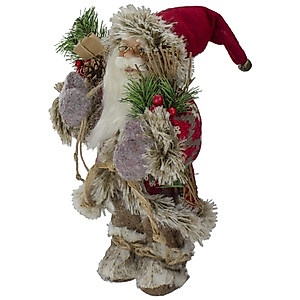 12-Inch Standing Outdoor Santa Christmas Figure with Fur Boots and Presents