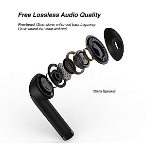 SEEWAY True Wireless Earbuds,Bluetooth Earbuds V5.1,with Touch Control 25 Hours Playtime, USB-C for Fast Charging, Premium Deep Bass for Sports,Commute,Work (Black)
