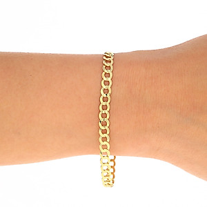 Nuragold 10k Yellow Gold 5mm Solid Cuban Curb Link Chain Bracelet, Mens Womens Jewelry 7" 7.5" 8" 8.5" 9"