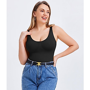 TrainingGirl Women Compression Tank Tops Tummy Control Shapewear Vest Seamless Waist Body Shaper Slimming Shirt Camisole Tops (Black, XX-Large)