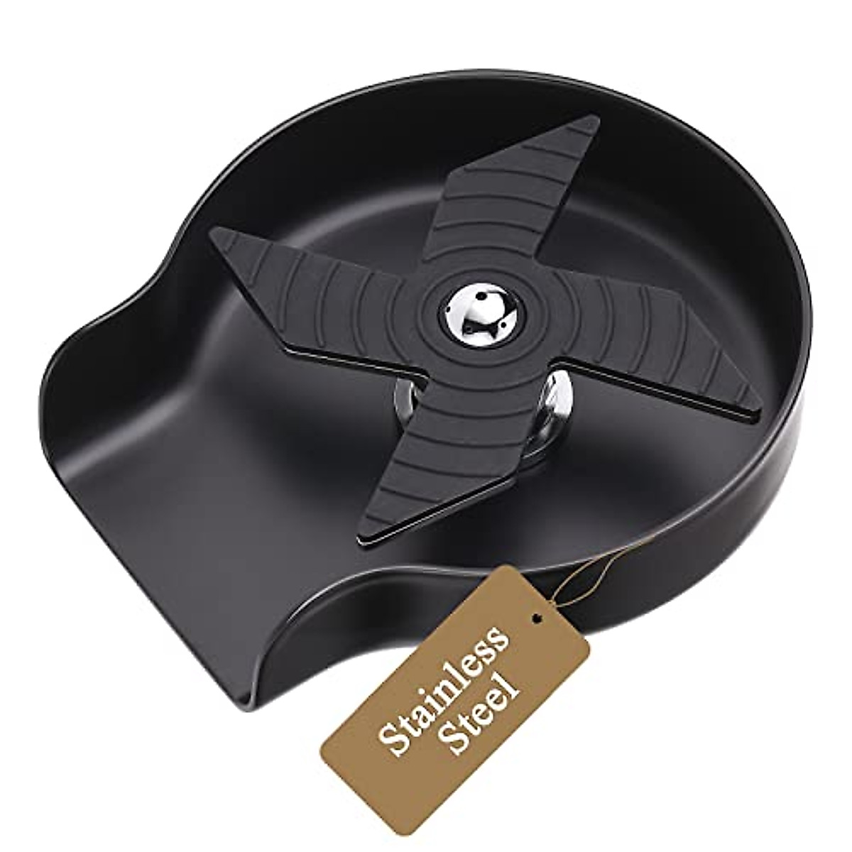 Stainless Steel Glass Rinser for Kitchen Sink, WOWOW Matte Black Cup Rinser for Sink, 360° Rotating Baby Bottle Washer High-Pressure Automatic Cup Cleaner Glass Washer for Kitchen Sink Gadgets