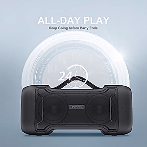 Oraolo Bluetooth Speaker with Deep Bass Basser Portable Speakers Wireless Stereo Sound, IPX6 Waterproof, TF/SD Card, AUX-in, USB Input, Built-in Mic, 24H Playtime for Home Party Outdoor Beach Pool