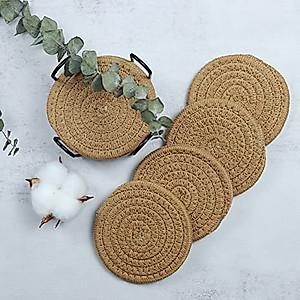 Coomin Coasters with Holder, 8pcs Absorbent Coasters for Drinks, Cotton Woven Farmhouse Coasters for Coffee Table, Suitable for Home Decor, Housewarming Gifts and Kinds of Cups
