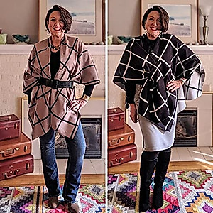 Moss Rose Women's Travel Gift Shawl Wrap Poncho Ruana Cape Open Front Cardigan for Fall Winter Holiday