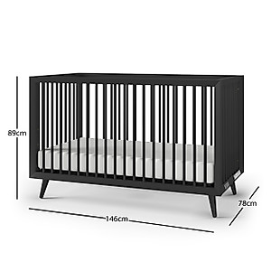 Child Craft Cranbrook 4-in-1 Convertible Crib, Baby Crib Converts to Day Bed, Toddler Bed and Full Size Bed, 3 Adjustable Mattress Positions, Non-Toxic, Baby Safe Finish (Ebony)