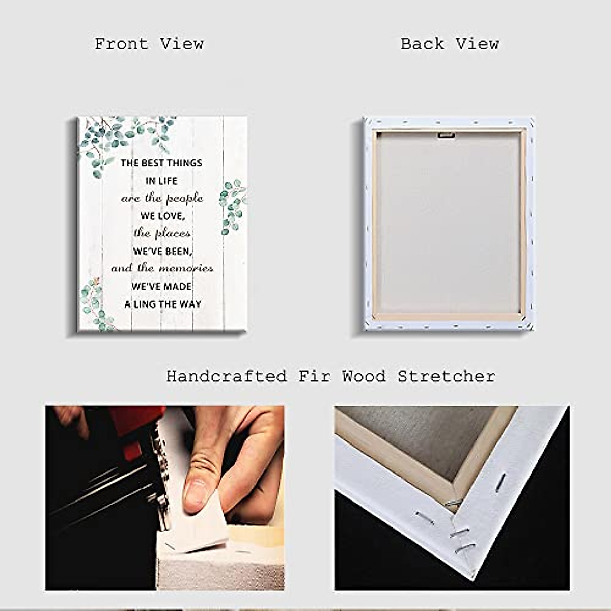 Kas Home Farmhouse Wall Decor, Inspirational Family Canvas Rustic Wall Art Sign Painting Home Decor for Bedroom Living Room Kitchen Framed Ready to Hang (10.6x13.7 inch, White - Things)