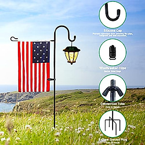 Rexwnadu Shepherd Hook&Garden Flag Holder Stand 48 Iches Bi-Use Sherpherd Hooks Heavy Duty Flag Pole Adjustable Height Yard Flag Stand Garden Decoration Rust Resistant