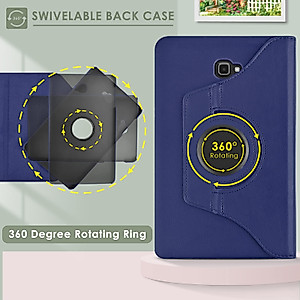 DETUOSI Rotating Case for Samsung Galaxy Tab A 10.1" 2016 (SM-T580), 【Auto Sleep/Wake】 360 Degree Swivel Multi-Angle Stand Folio Leather Book Cover + Protective Hard Back Shell + Elastic Band Closure