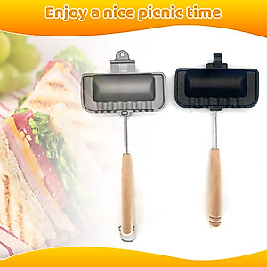 Toasted Sandwich Maker, Double-Sided Stove Top Sandwich Baking Pan Nonstick Sandwich Maker Kitchen Pie Iron Press Sandwich Maker for Breakfast Pancakes Omelets Frittatas Toast (A)