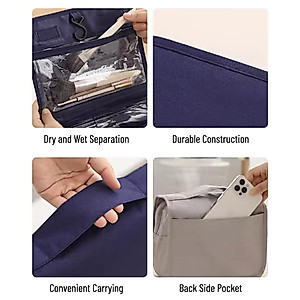 Hanging Toiletry Bag Cosmetic Case Lightweight Large Capacity Multifunctional Travel Toiletry Kit Shaving Bag Portable Bathroom Wash Bag for Makeup (Pink)