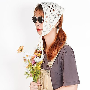 hoyuwak 3Pcs Crochet Bandanas Headbands Hairbands Head Hair Scarf for Women Girls Knitted Floral Strawberry Mushroom Hair Accessories for Hair Styling Festival Holiday Christmas Decor