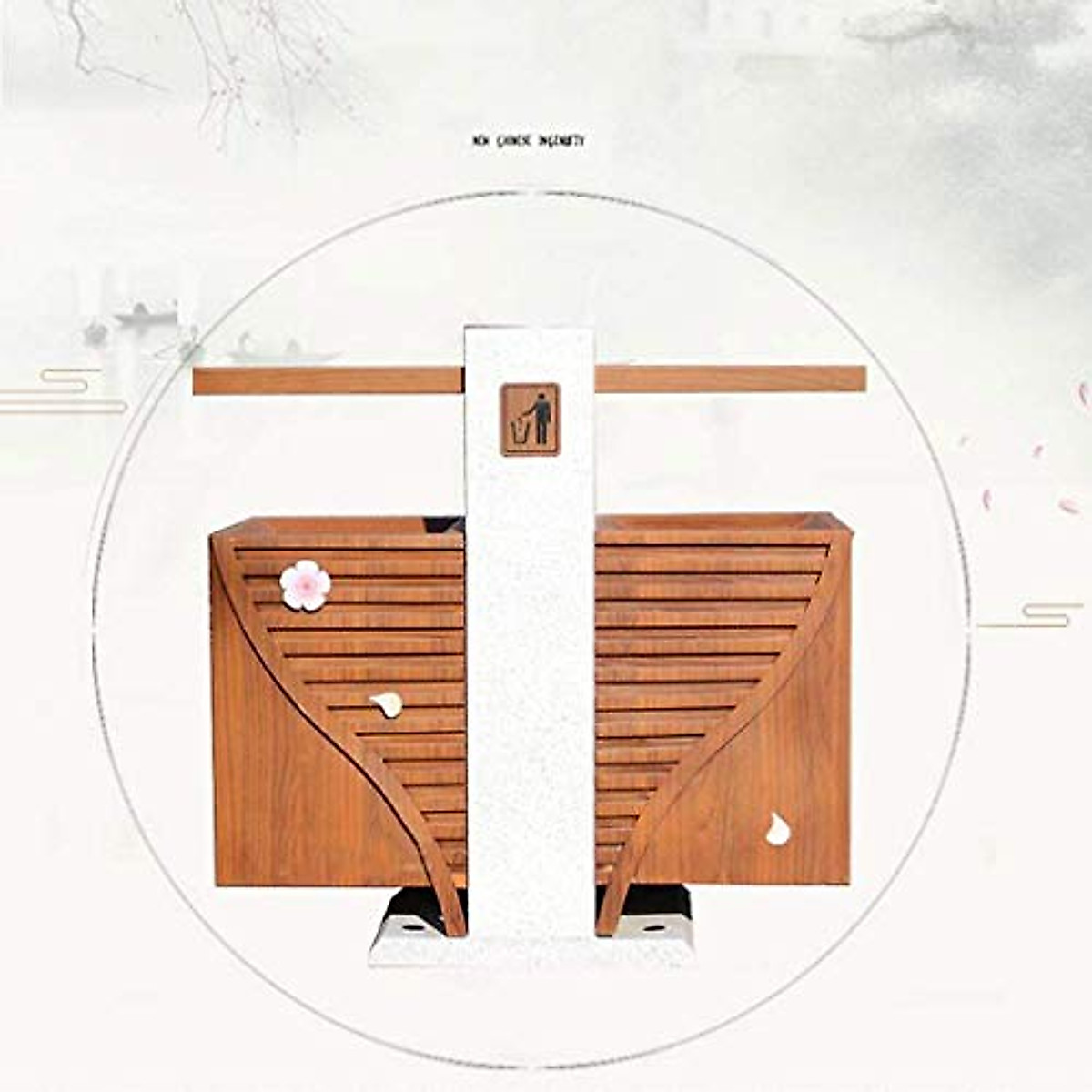 Trash can Metal Trash Can Removable Inner Bucket Decoration Waste Bin Park Restaurant Garden Outdoor Ashtray Big Rubbish Bin Trash Bin