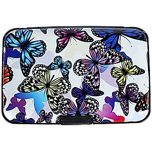Kaabao Aluminum Wallet RFID Blocking Slim Metal Business ID Credit Card Holder Hard Case (Butterflies)