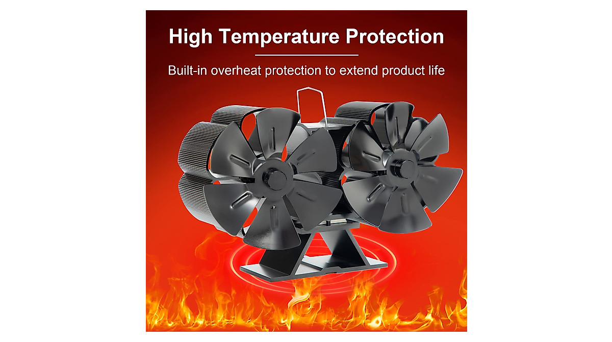 BestYiJo Heat Powered Fireplace Fan - 12 Blades for Wood Stove