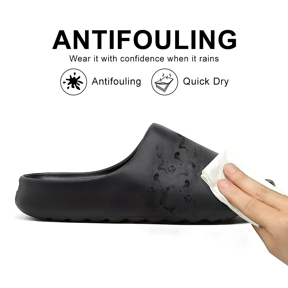 Unisex Pillow Slippers Slides for Women and Men, EVA Comfort Super Soft Quick Drying Rubber Shower Cloud Slides, Lightweight Spa Massage Summer Sandals for Adult Couples Indoor and Outdoor