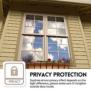 KESPEN Window Film One Way Daytime Privacy Static Cling Sun Blocking Anti UV Reflective Window Tint for Home and Office, Black-Silver, 17.5 Inch X 6.5 Feet