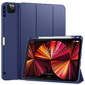 DTTO for iPad Pro 11 inch 4th/3rd/2nd/1st Generation 2022/2021/2020/2018 Case, Smart Slim Trifold Stand Soft TPU Back Cover with Built-in Pencil Holder, Also Fit iPad Air 5/4,Navy Blue
