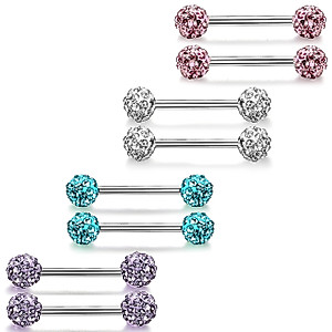 ORAZIO 6-8 Pcs 14G 316L Stainless Steel CZ Nipple Piercing Barbell Belly Button Ring for Women