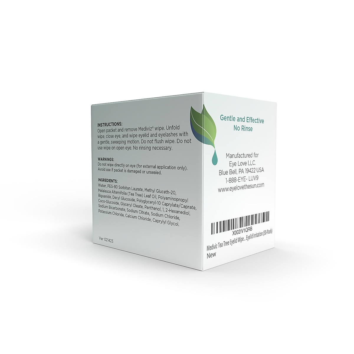 MediViz Tea Tree Eyelid Cleanser Wipes – 30 Single-Use Towelettes – Eyelash & Eyelid Wipes for Soothing Dry Eye Irritation, Demodex Removal & More​