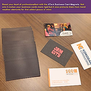 ATack Self-adhesive Business Card Magnets with Adhesive Backing, Pack of 100, Weatherproof Peel and Stick Magnetic Business Cards