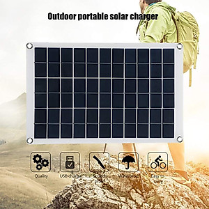 DSJ 100W Solar Panel with Dc 2 in 1 Line, Dual 12V/5V Dc USB Charger Kit with 10A Solar Controller for Outdoor Travel Camping