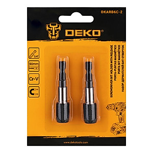 DEKOPRO 2 Pieces Quick Release Bit Holder Magnetic 1/4" Hex Shank Drill Bit Extension for Screwdriver Bits Nuts Drills drill bit extension,60MM Length