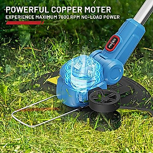 Enhulk 12 Inch Cordless String Trimmer/Edger, 20V Weed Wacker Eater Battery Powered Grass Trimmer with Auto-Feed, Mini-Mower for Lawn Care and Yard Work (Battery & Charger Included)