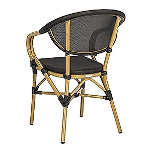 Safavieh PAT4015A-SET2 Outdoor Collection Burke Black Stacking Arm Chair