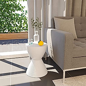 LeisureMod Boyd Modern Accent Side Table End Table Indoor and Outdoor Use, 16.75" H x 11.75" W x 11.75" D (White)