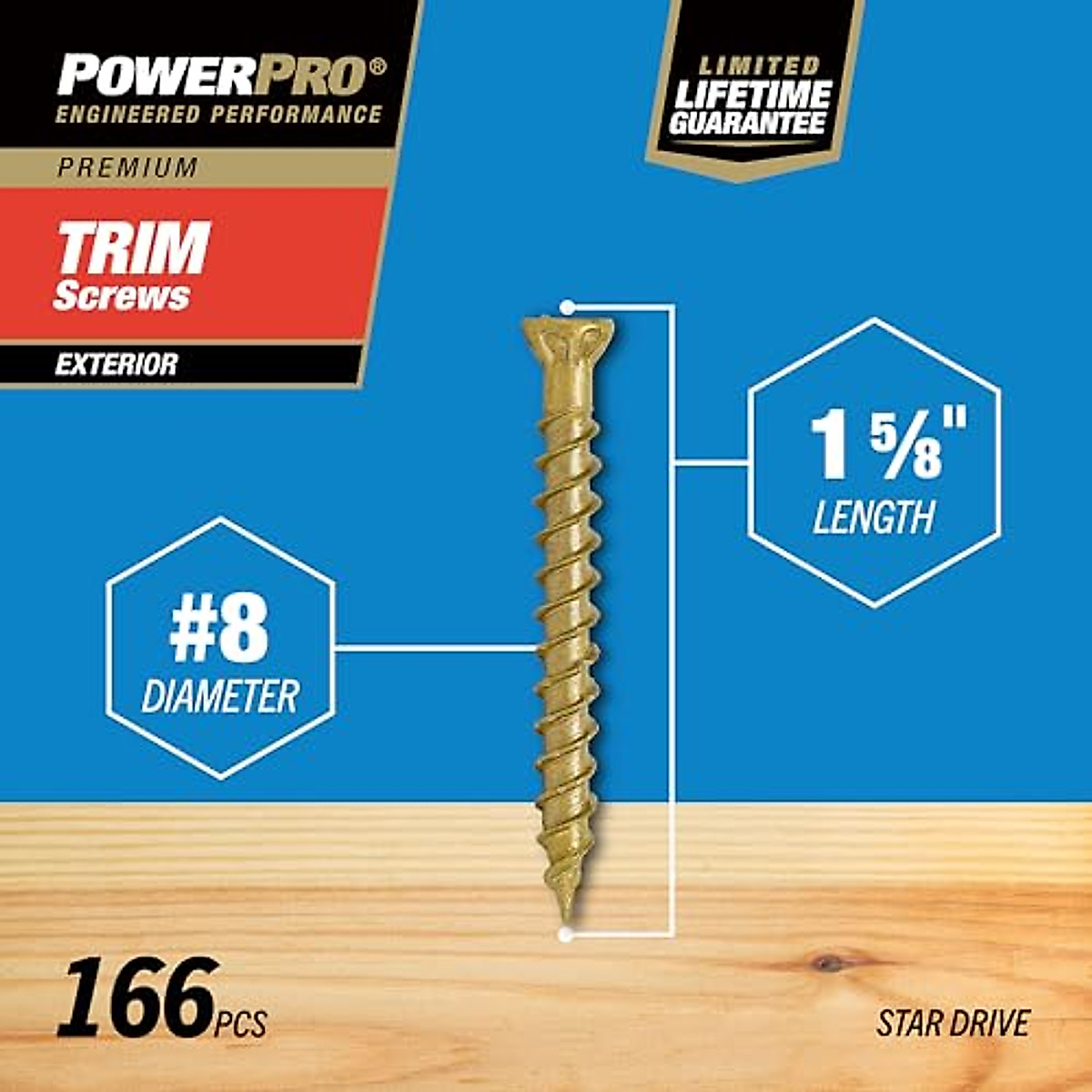 Power Pro Premium Exterior Trim Screws (#8 x 1-5/8") - 1lb Box