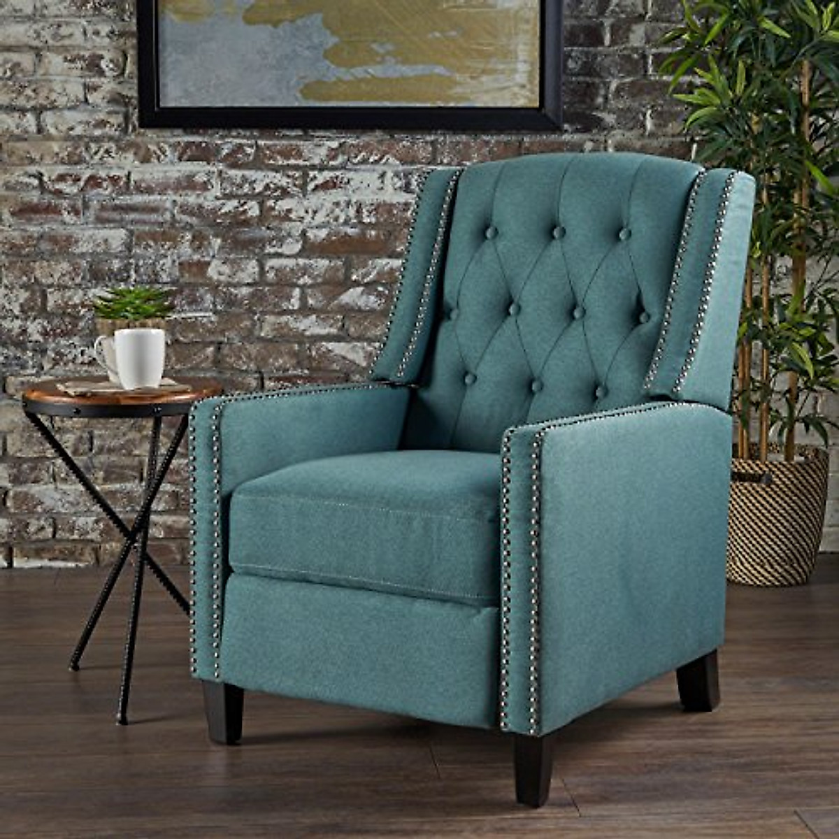 GDFStudio Izaak Tufted Back Fabric Recliner Chair (Dark Teal)