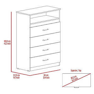 FM FURNITURE Athens Dresser with 4 Drawers, Open Shelf, and Top Surface for TVs up to 47", Black Wenge