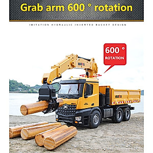 QIYHBVR 26 Channel Full Functional Remote Control Excavator Construction Tractor, 1/14 Excavator Toy Alloy Remote Control Dump Truck Xmas Birthday Gift Kids Boy Teens Adults RTR