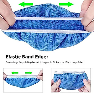AICEL 9PCS Car Buffer Polisher Pad Bonnet, 9 to 10 Inches Car Orbital Polishing Bonnet Coral Fleece Buffing Cover, Soft Microfiber Car Woolen Wax Kit, Universal Auto Cleaning Waxers Set