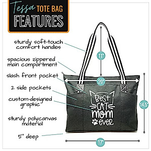 Brooke & Jess Designs Cat Mom Tote Bag - Cat Lover Gifts for Women - Perfect Crazy Cat Themed Items - Present for Christmas, Birthday, Mother's Day - Fun Things to Gift for Cats Owners
