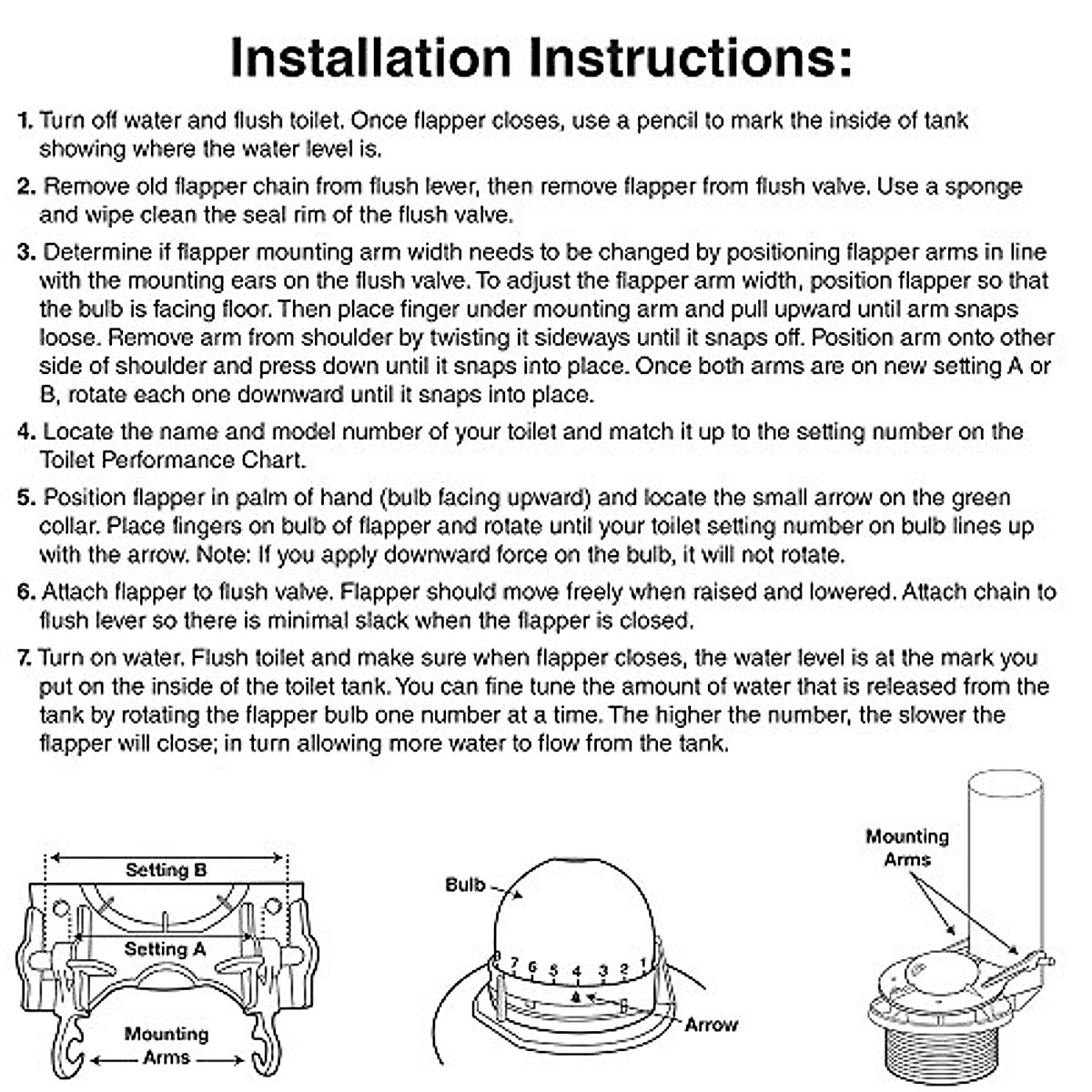 PlumbCraft Water Saving Universal Fit Toilet Flapper Replacement for 3-Inch Flush Valve Opening, Fits most toilets